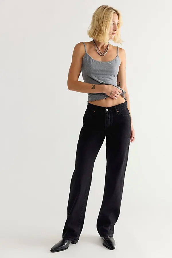 Rolla's Meg Straight Jeans - Washed Black
