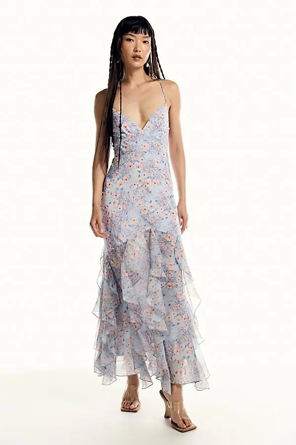 For Love & Lemons Elea Maxi Dress - Blue