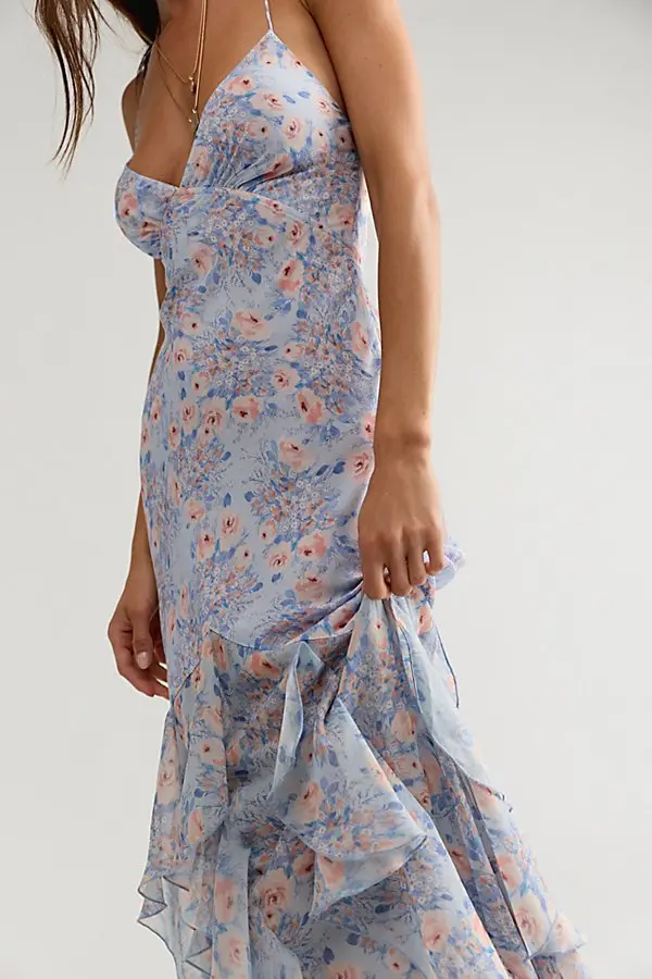 For Love & Lemons Elea Maxi Dress - Blue