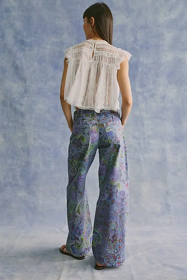 Free People We The Free Alter Ego Wide-leg Printed Jeans
