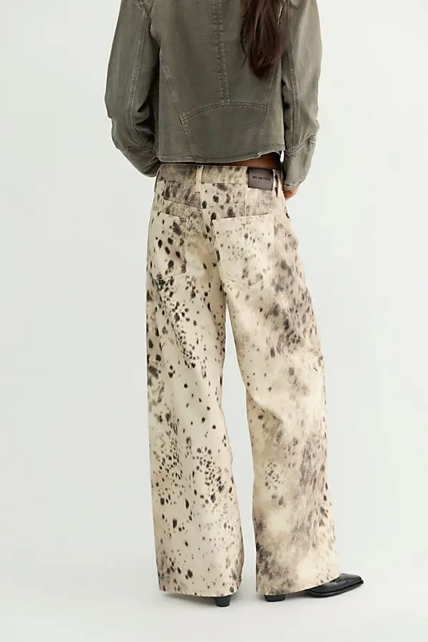Free People We The Free Alter Ego Wide-leg Printed Jeans - Snow Leopard