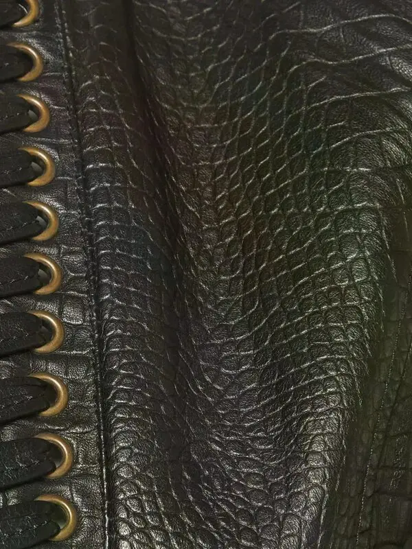 Valentino Garavani Crocodile-effect Leather Lace-up Jacket