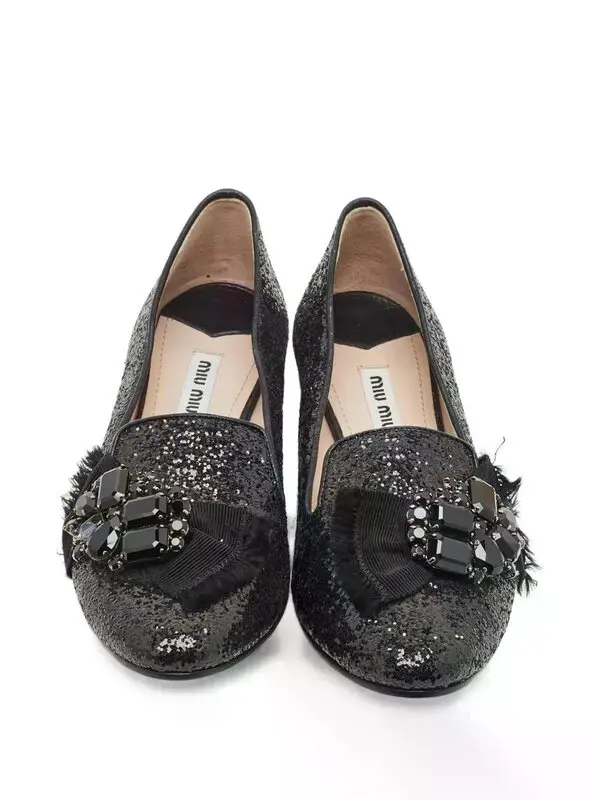 Miu Miu Crystal-embellished Flat Pumps