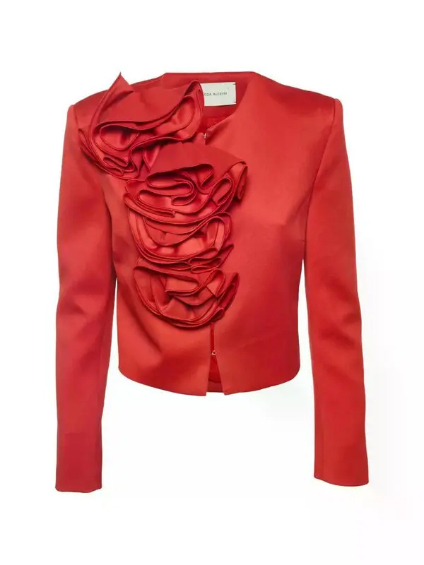 Magda Butrym Cropped Jacket With Floral Appliqu