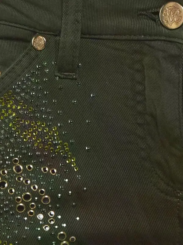 Roberto Cavalli Rhinestone Embellished Skinny Jeans - Green