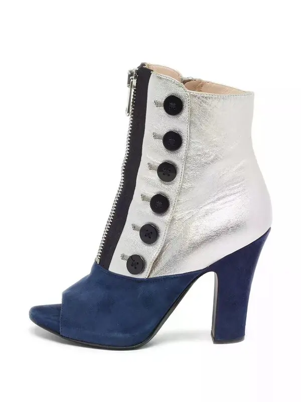 Miu Miu Peep-toe Ankle Boots With Button Detail