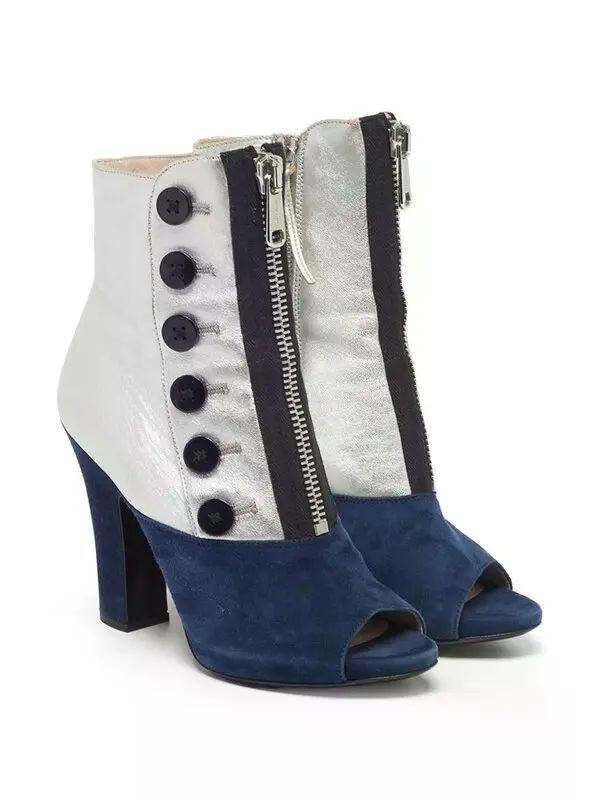 Miu Miu Peep-toe Ankle Boots With Button Detail