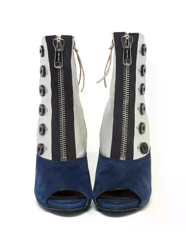 Miu Miu Peep-toe Ankle Boots With Button Detail