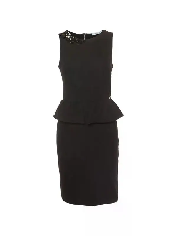 Blumarine Embellished Peplum Midi Dress