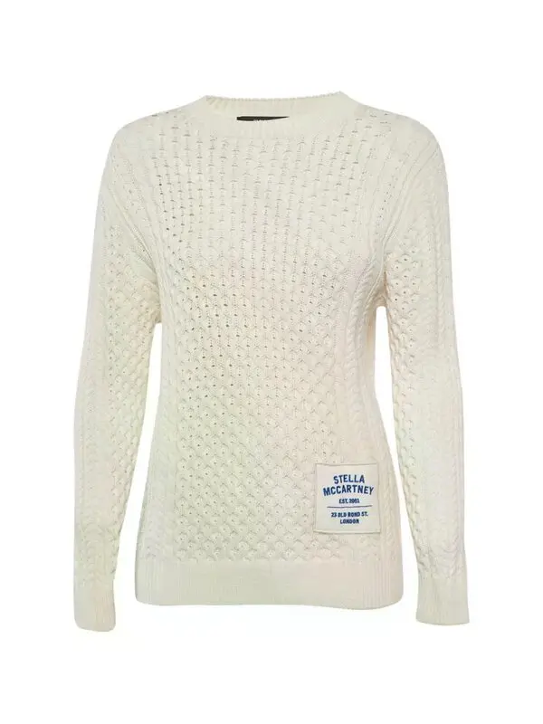 Stella McCartney White Cable Knit Crew Neck Sweater