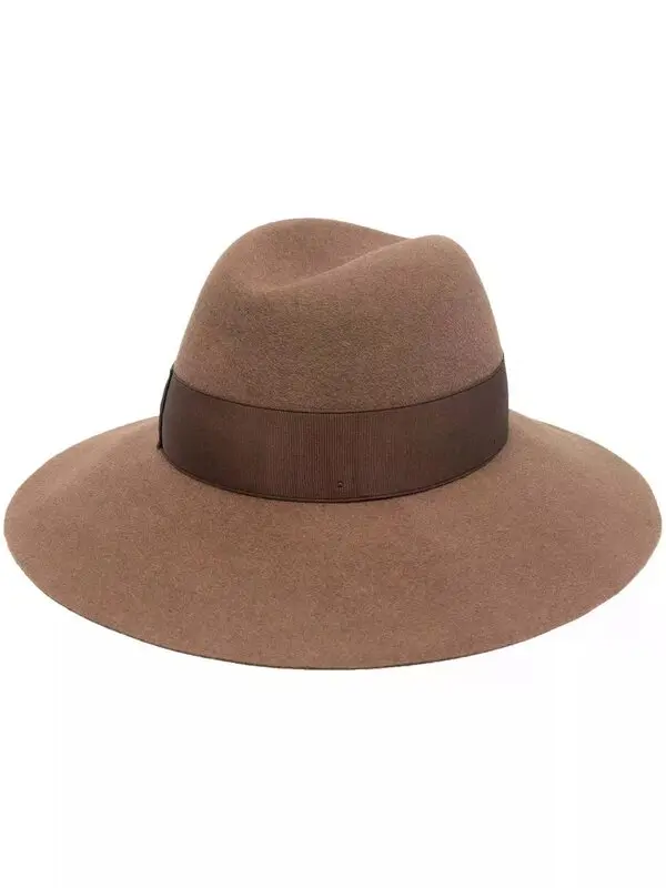 Borsalino Fedora Hat With Ribbon Detail - Brown