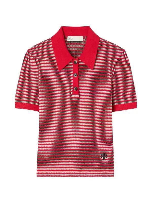 Tory Burch Striped Viscose Polo