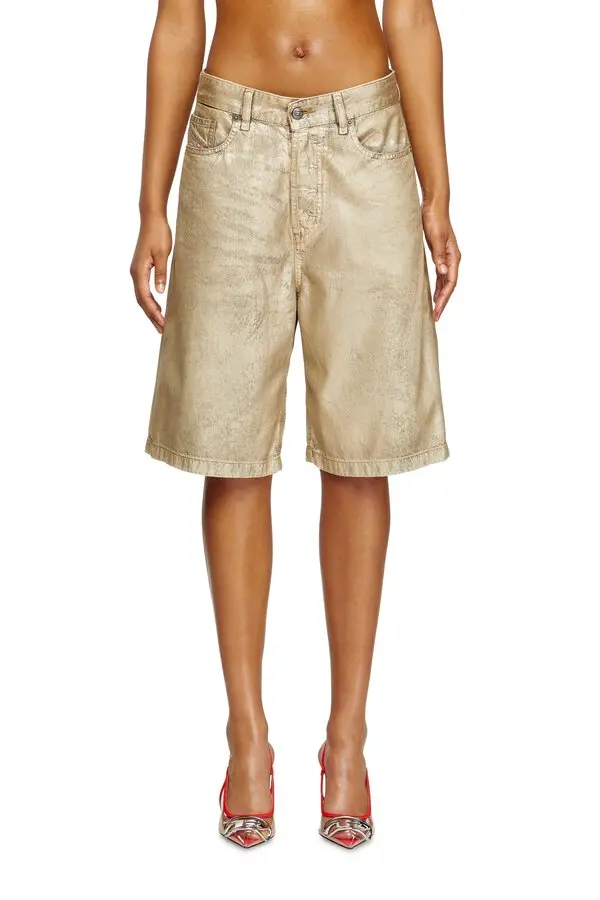 DIESEL® Shorts In Distressed Metallic Denim - Gold