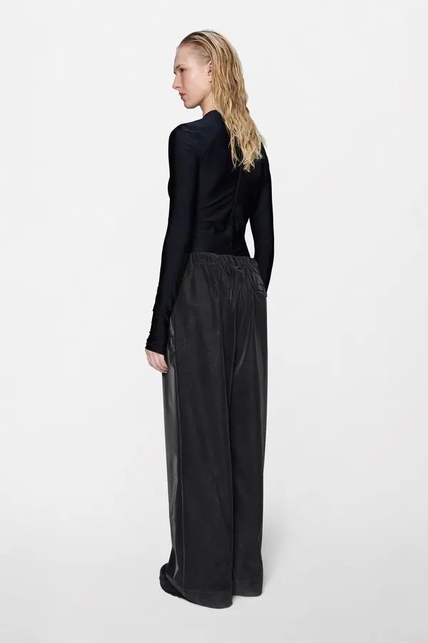Rains Wide Leg Trousers In Waterproof Pu Fabric
