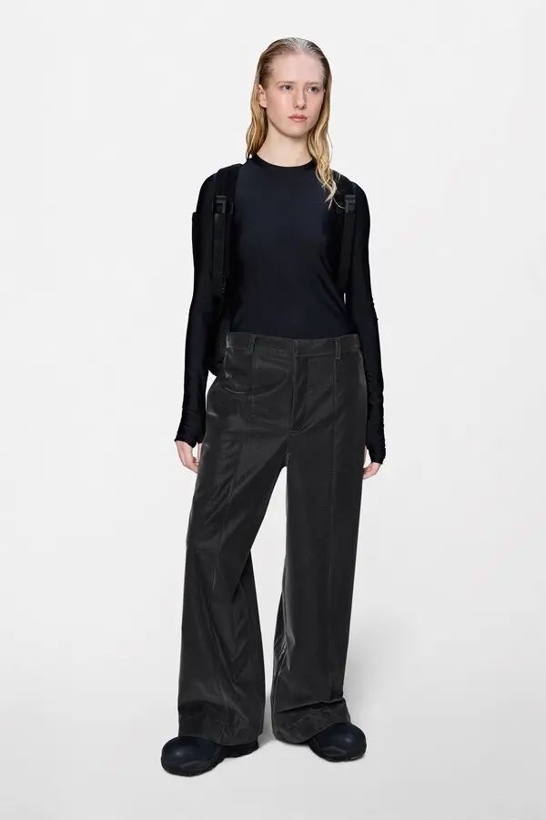 Rains Wide Leg Trousers In Waterproof Pu Fabric