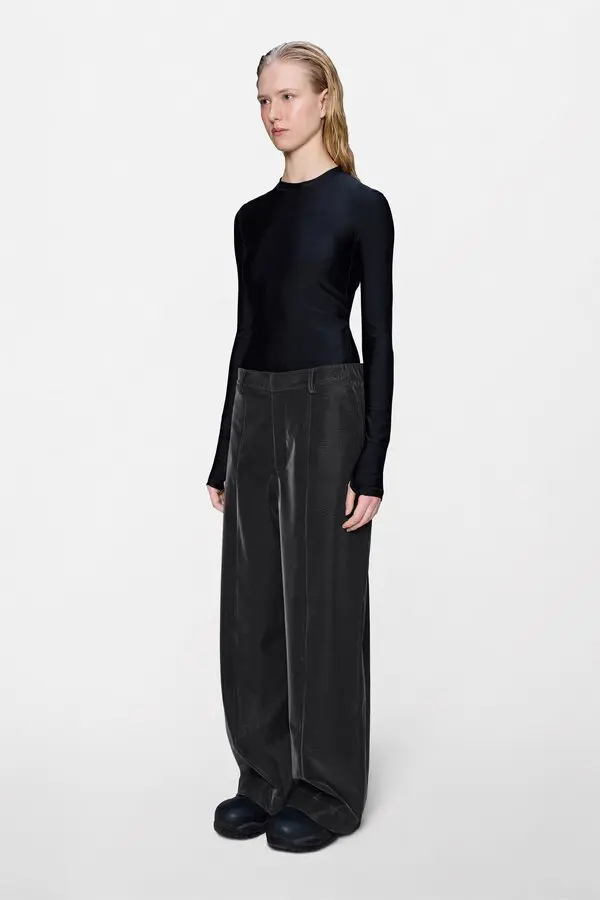 Rains Wide Leg Trousers In Waterproof Pu Fabric