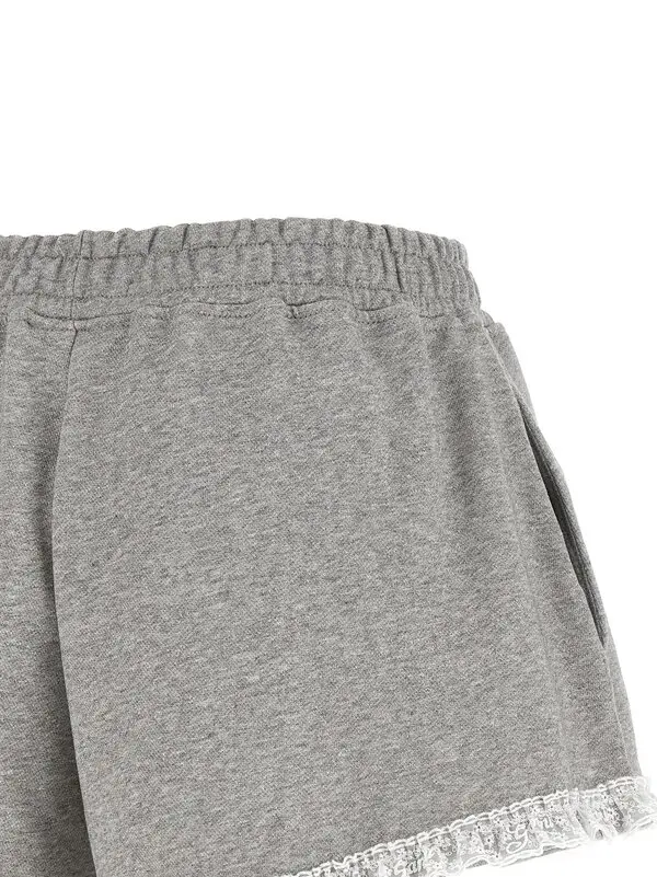 GANNI Isoli Cotton Jersey Shorts With Lace Trim