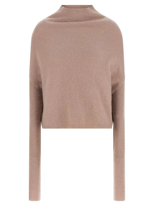 Rick Owens Ls Crater Cashmere Blend High Neck Sweater - Pink