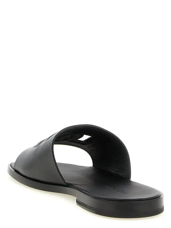 Dolce & Gabbana Calfskin Leather 'dg Light' Sandals - Black