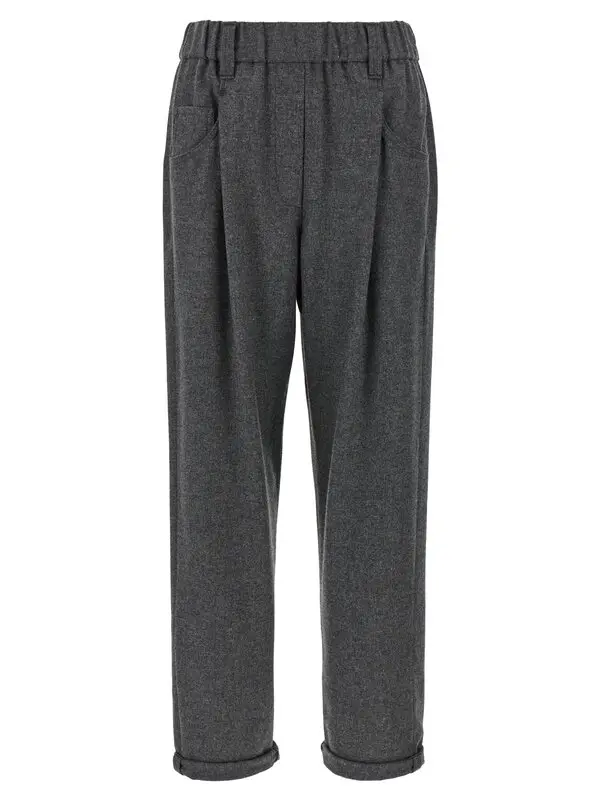 Brunello Cucinelli Wool And Cashmere Trousers - Gray