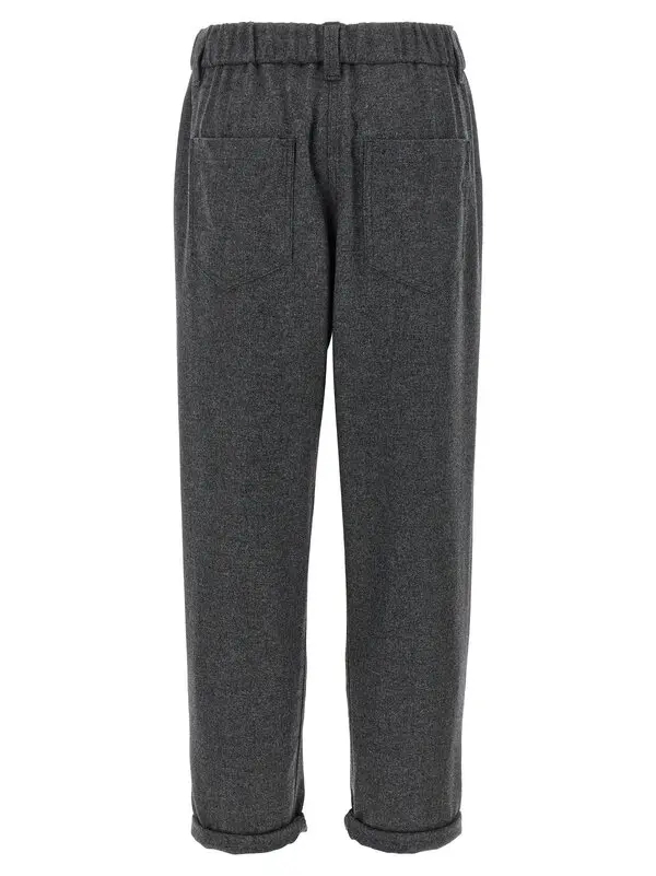 Brunello Cucinelli Wool And Cashmere Trousers - Gray