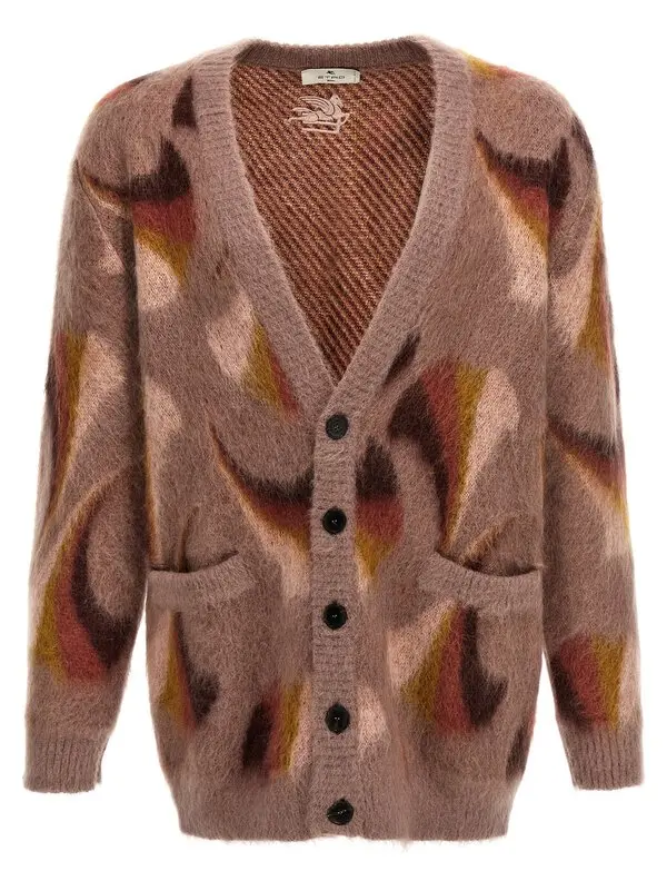 Etro Patterned Mohair Blend V-neck Cardigan - Multicolor