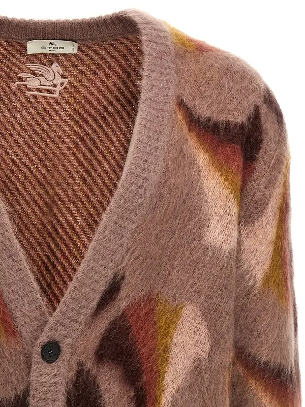 Etro Patterned Mohair Blend V-neck Cardigan - Multicolor