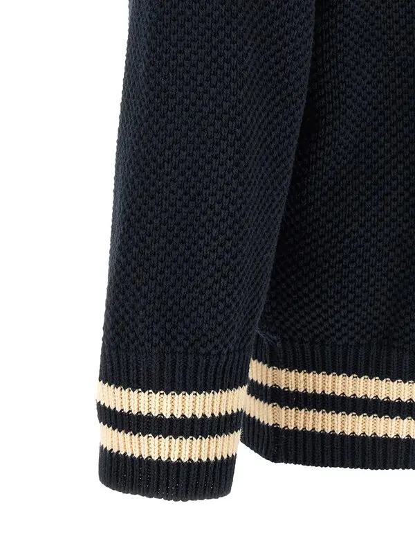 GOLDEN GOOSE Reynard Waffle-stitch Cotton Sweater - Blue