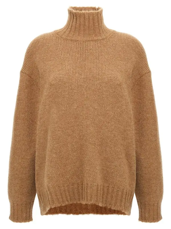 JIL SANDER Alpaca Blend High Neck Sweater - Cream