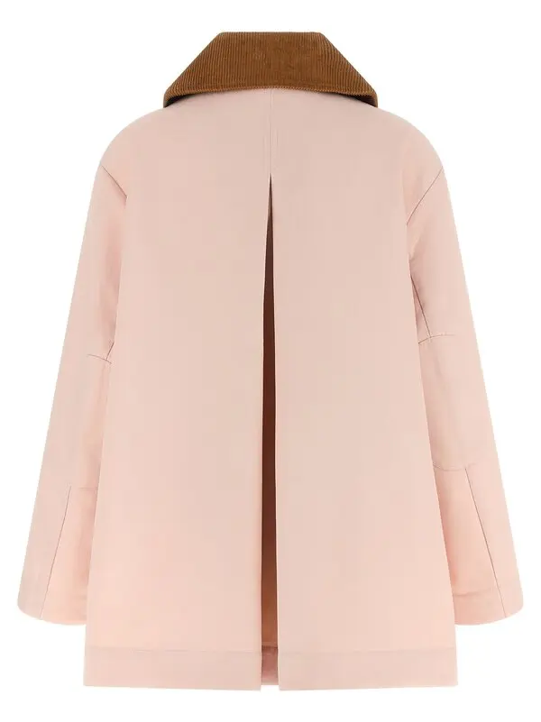 GANNI Technical Fabric Twill Jacket With Corduroy Collar - Pink