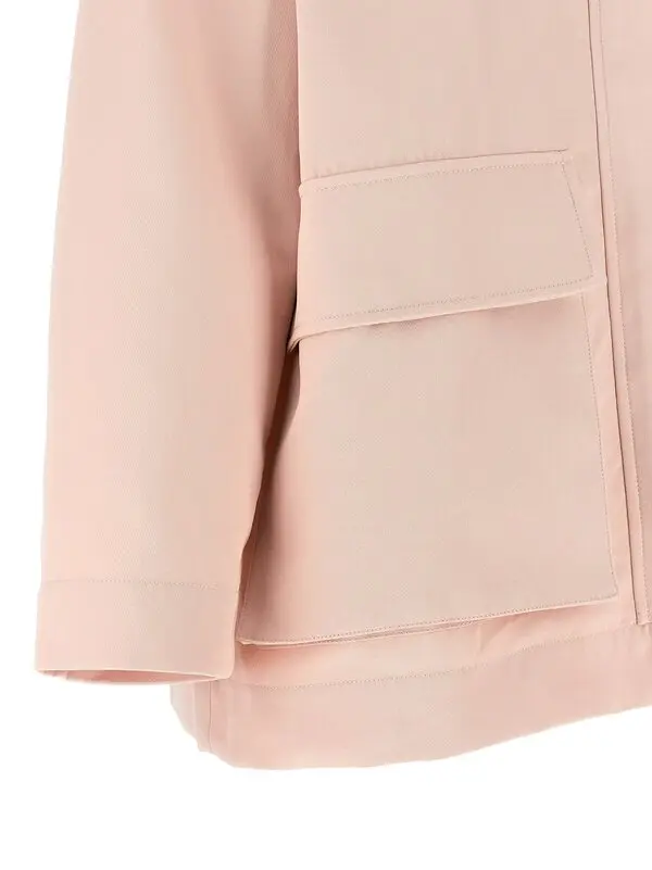 GANNI Technical Fabric Twill Jacket With Corduroy Collar - Pink