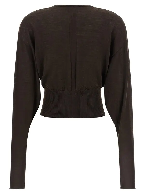 Rick Owens V Cropped Knit Top - Brown