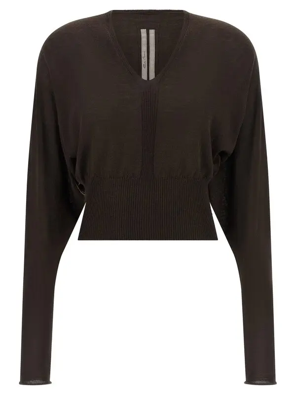 Rick Owens V Cropped Knit Top - Brown