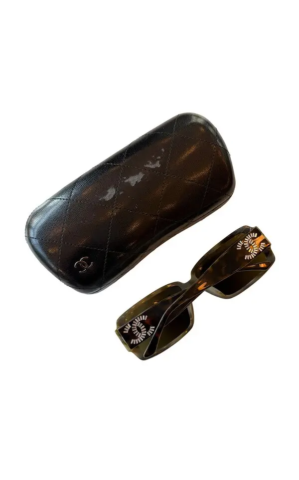DEAR CLEMENTINE VINTAGE Chanel Crystal Embellished Tortoise Sunglasses