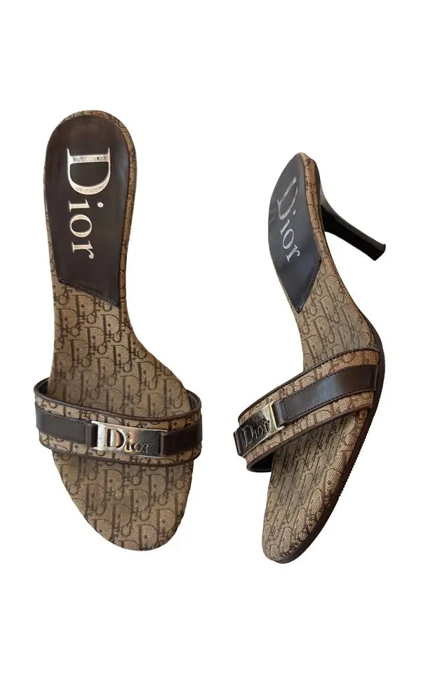 DEAR CLEMENTINE VINTAGE Dior Y2k Diorissimo Monogram Logo Mules