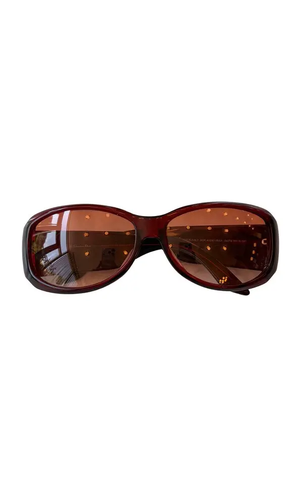 DEAR CLEMENTINE VINTAGE Dior Logo Embellished Sunglasses - Red
