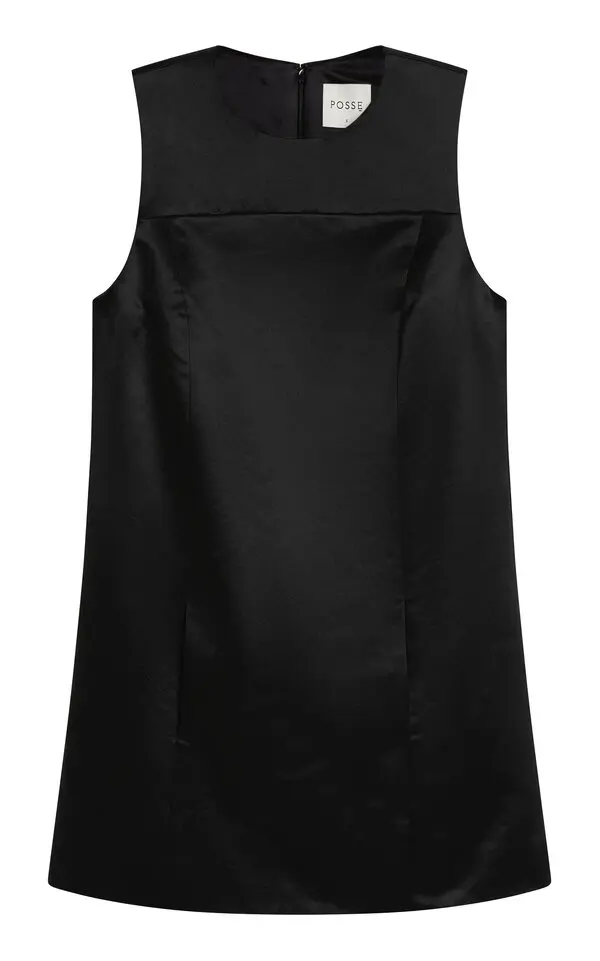 Posse Chester Cotton-silk Shift Mini Dress - Black
