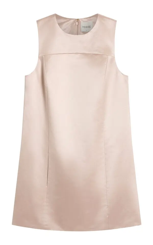 Posse Chester Cotton-silk Shift Mini Dress - Light Pink