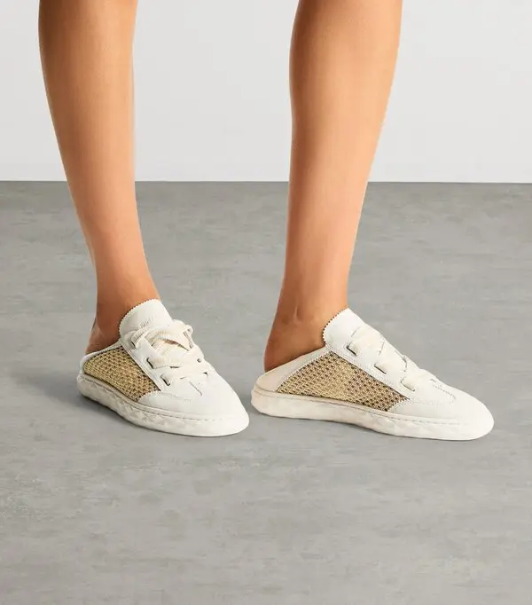 JIMMY CHOO Diamond Light Flex F Leather-mesh Low-top Sneakers - Gold