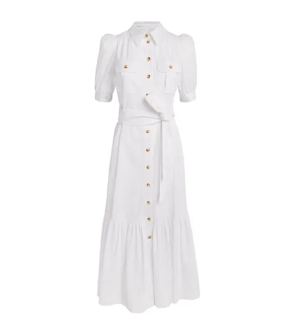 ME+EM Seersucker Midi Shirt Dress - White