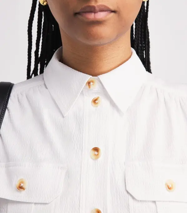 ME+EM Seersucker Midi Shirt Dress
