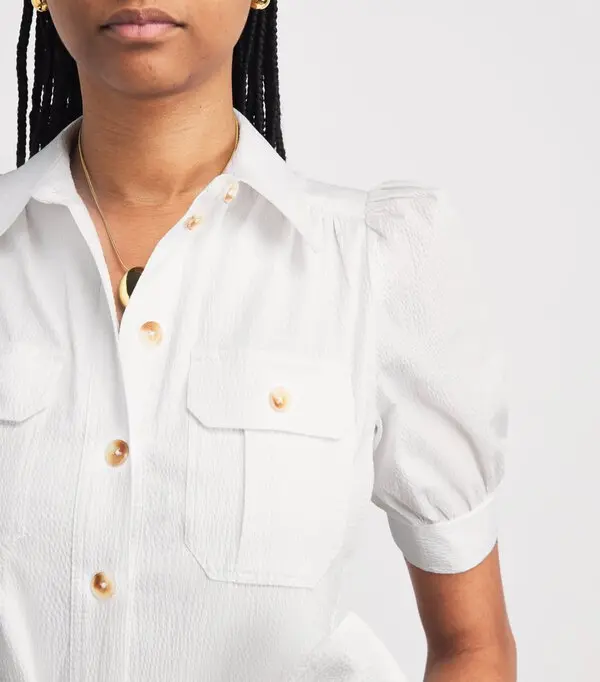 ME+EM Seersucker Midi Shirt Dress