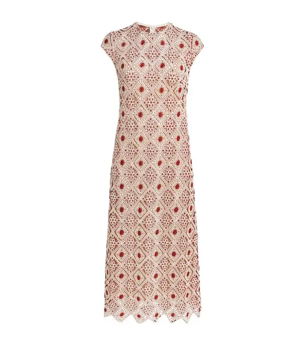ME+EM Graphic Lace Midi Dress - Pink
