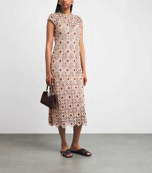 ME+EM Graphic Lace Midi Dress