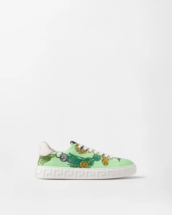 Versace Greca Printed Canvas Sneakers