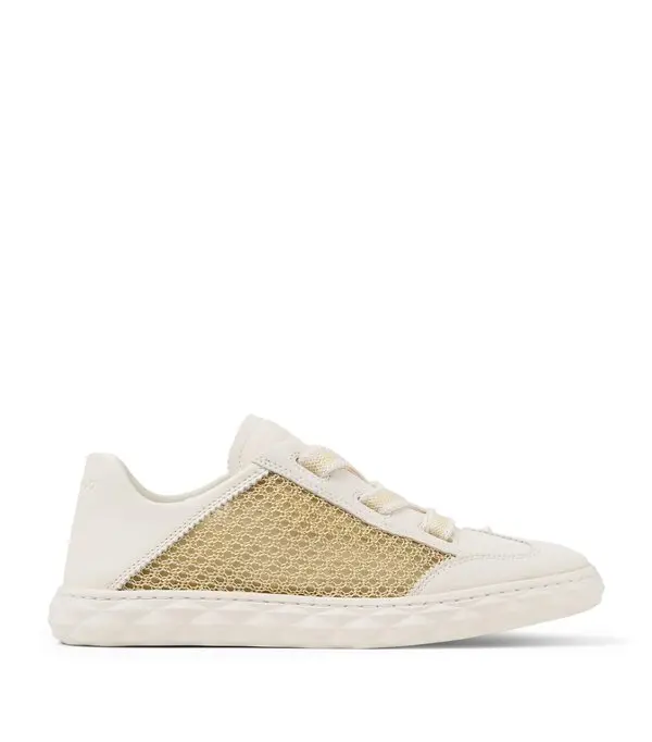JIMMY CHOO Diamond Light Flex F Leather-mesh Sneakers - Gold