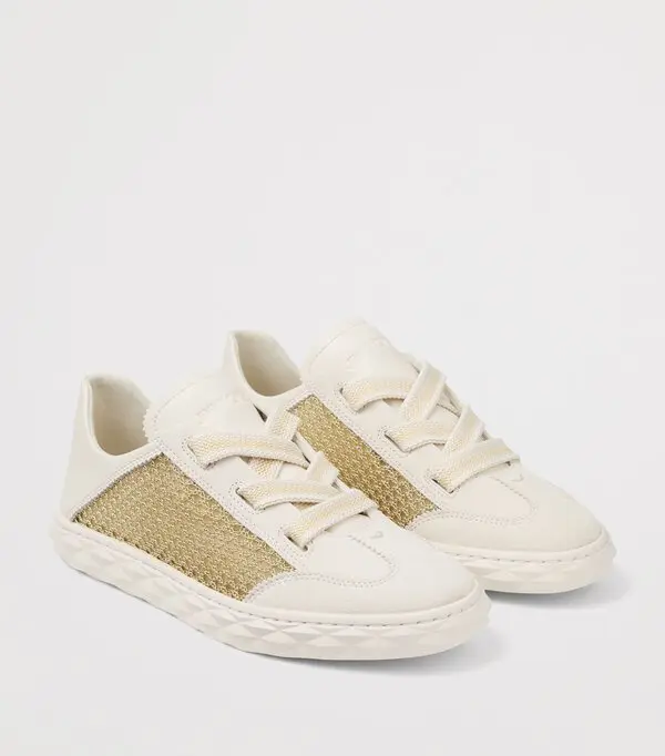 JIMMY CHOO Diamond Light Flex F Leather-mesh Sneakers - Gold
