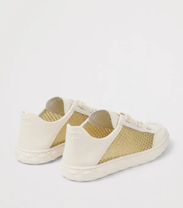 JIMMY CHOO Diamond Light Flex F Leather-mesh Sneakers - Gold