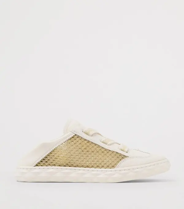 JIMMY CHOO Diamond Light Flex F Leather-mesh Sneakers - Gold