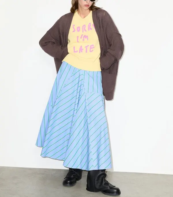 Max & Co. Striped Asymmetric Midi Skirt